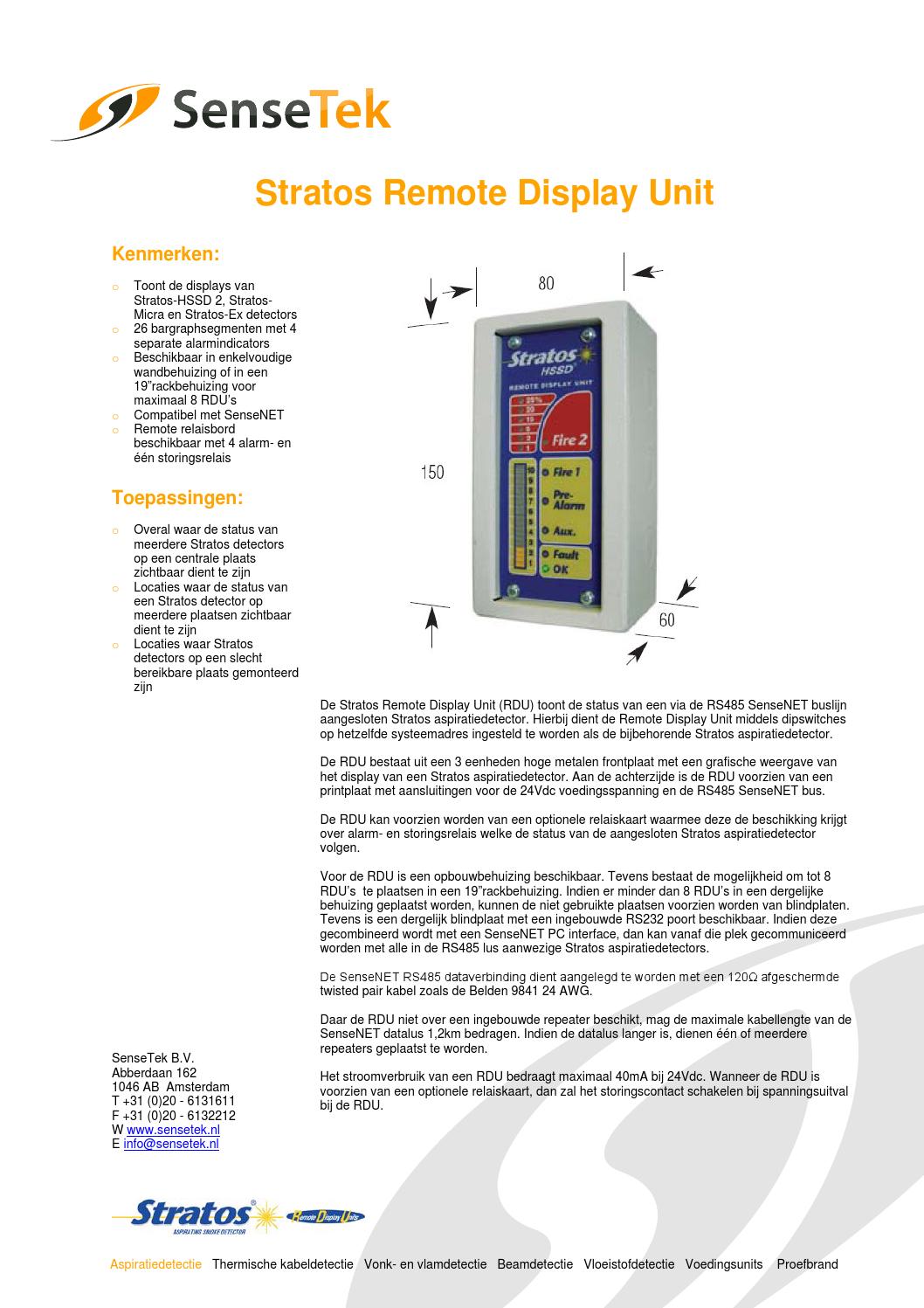 SenseTek Stratos RDU datasheet NL by SenseTek Fire & Security Solutions ...