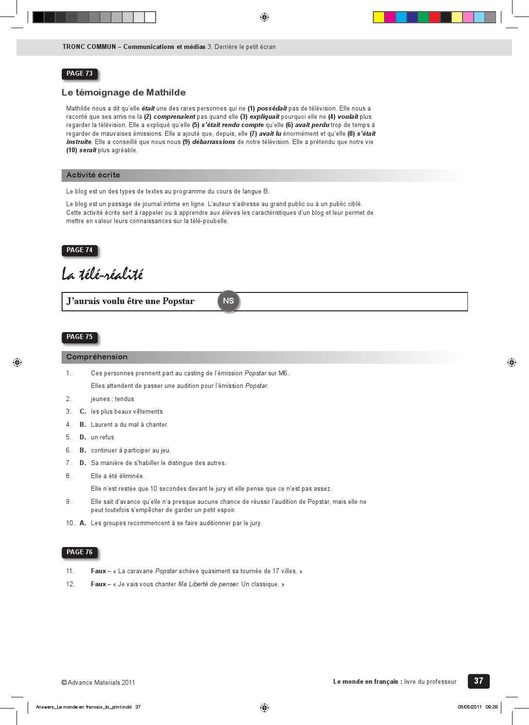 Preview Le monde en francais Livre Du Professeur by Cambridge ...