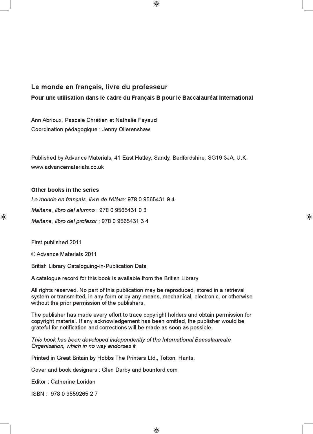 Preview Le monde en francais Livre Du Professeur by Cambridge ...