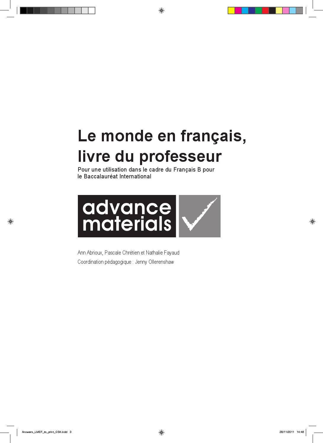 Preview Le monde en francais Livre Du Professeur by Cambridge ...