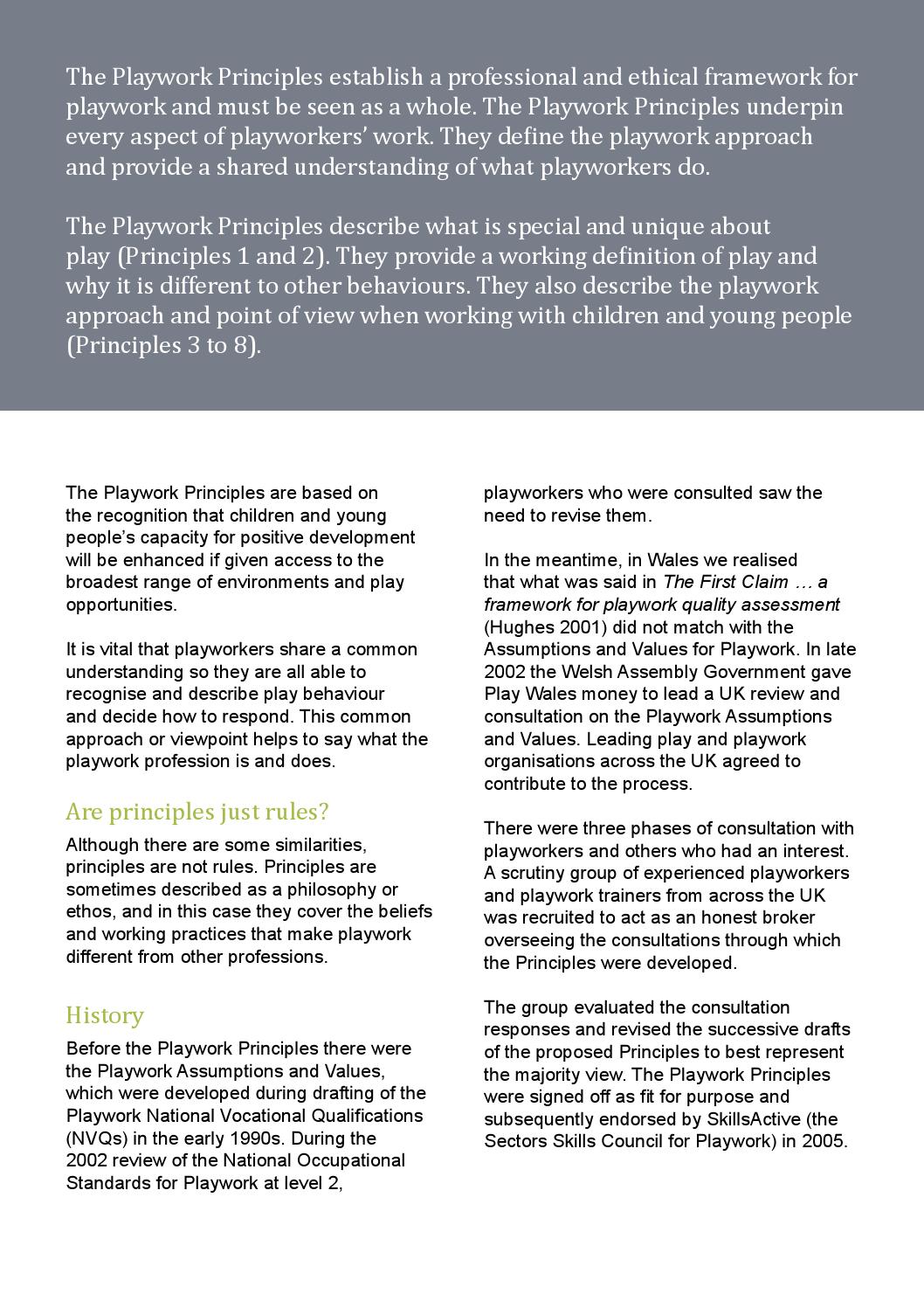The Playwork Principles - an overview by Play Wales - Issuu