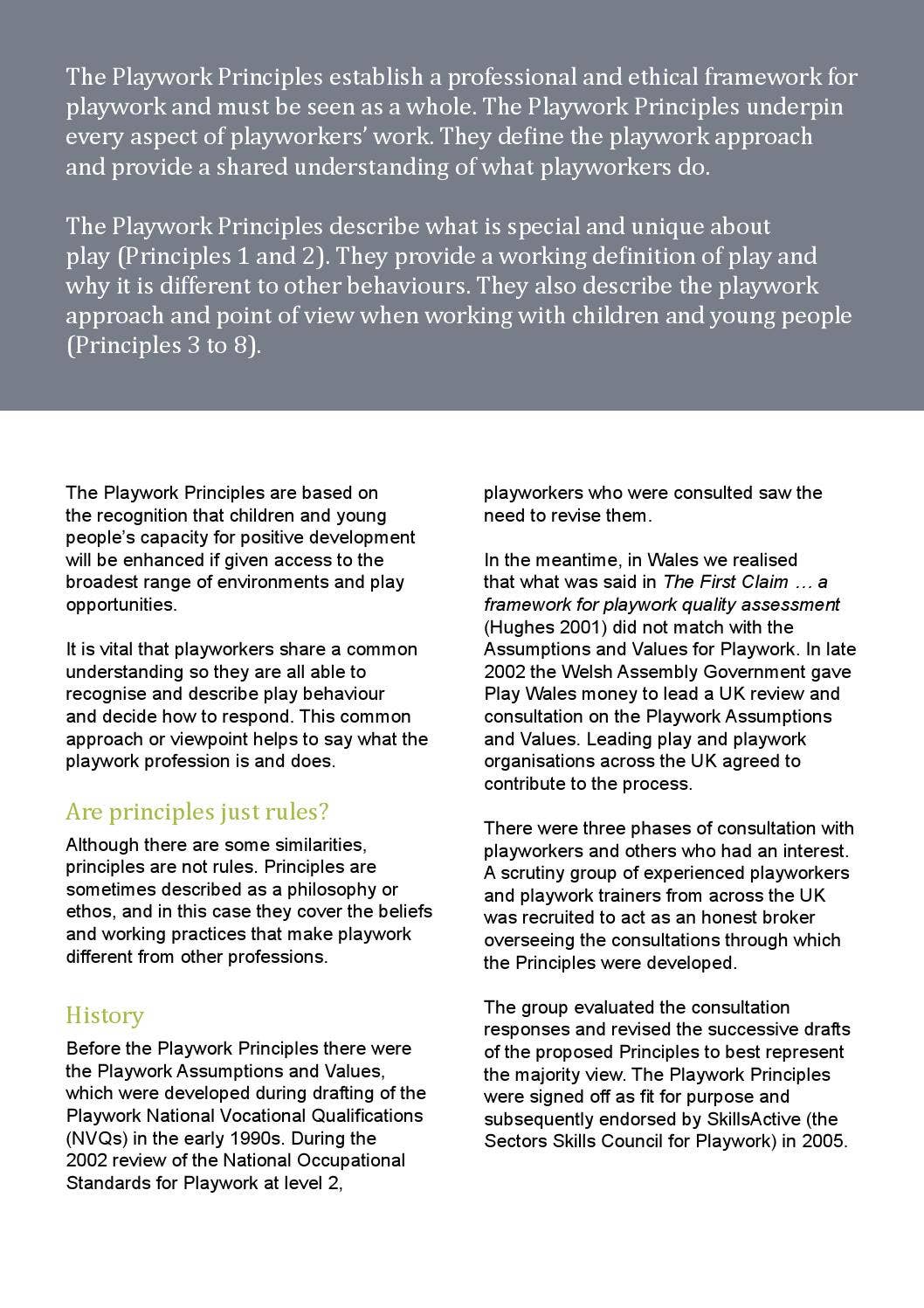 The Playwork Principles - an overview by Play Wales - Issuu