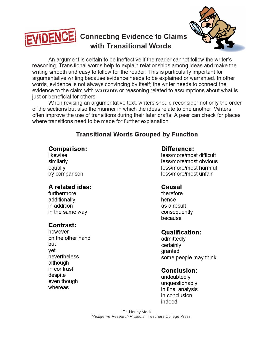 Connecting Evidence to Claims by nancymack - Issuu