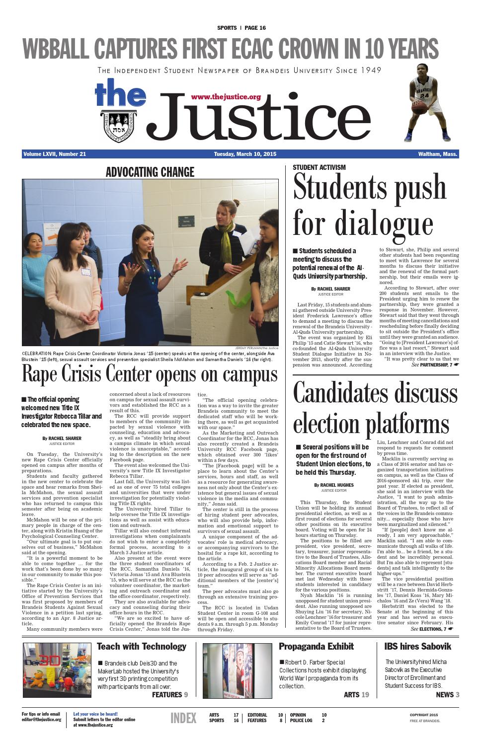 The Justice, March 10, 2015 by The Justice - Issuu