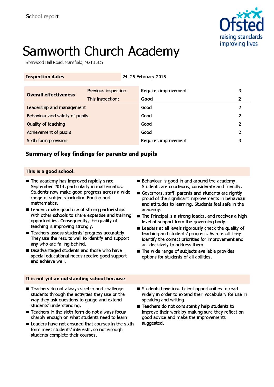 Ofsted Report March 2015 by Schudio - Issuu