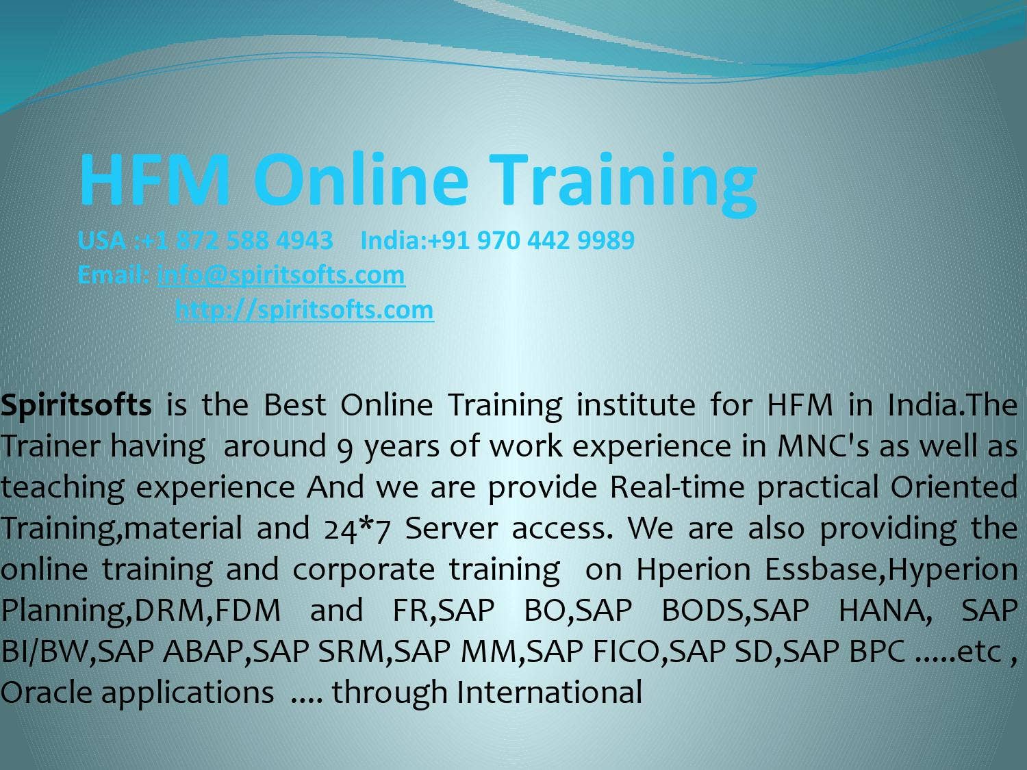 Hfm online training by Spirit Softs - Issuu