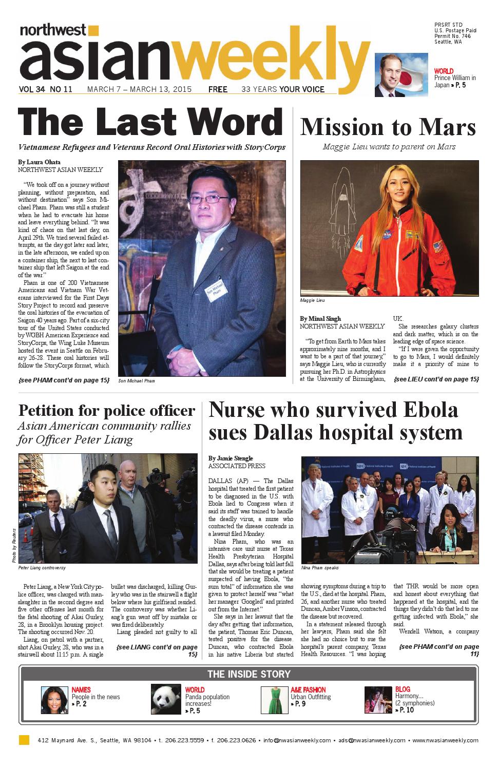 VOL 34 NO 11 | MARCH 7 – MARCH 13, 2015 by Northwest Asian Weekly - Issuu