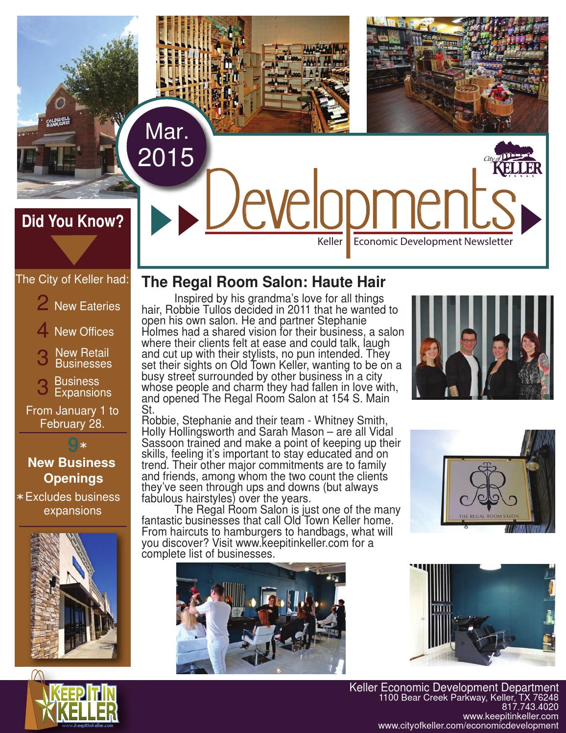 March 2015 Economic Development Newsletter by City of Keller Economic ...