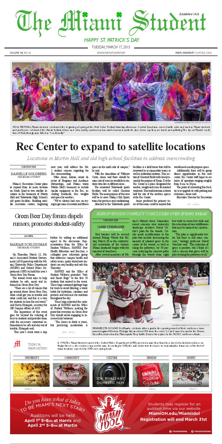 March 17, 2015 | The Miami Student by The Miami Student - Issuu
