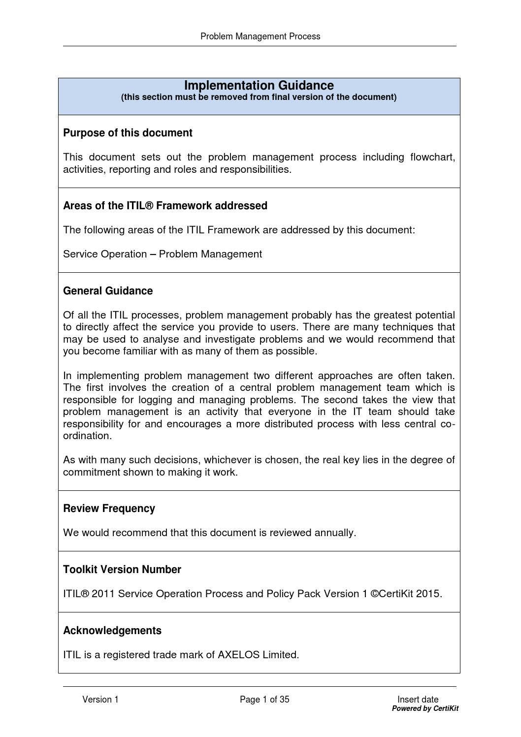 Itilso0402 problem management process by CertiKit Limited - Issuu