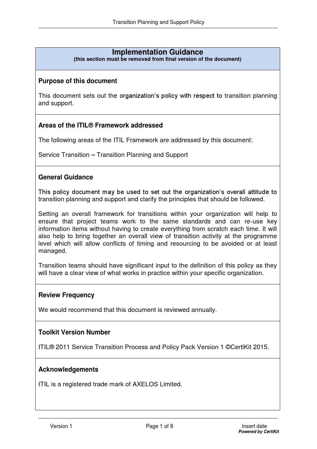 Itilst0701 transition planning and support policy by CertiKit Limited ...