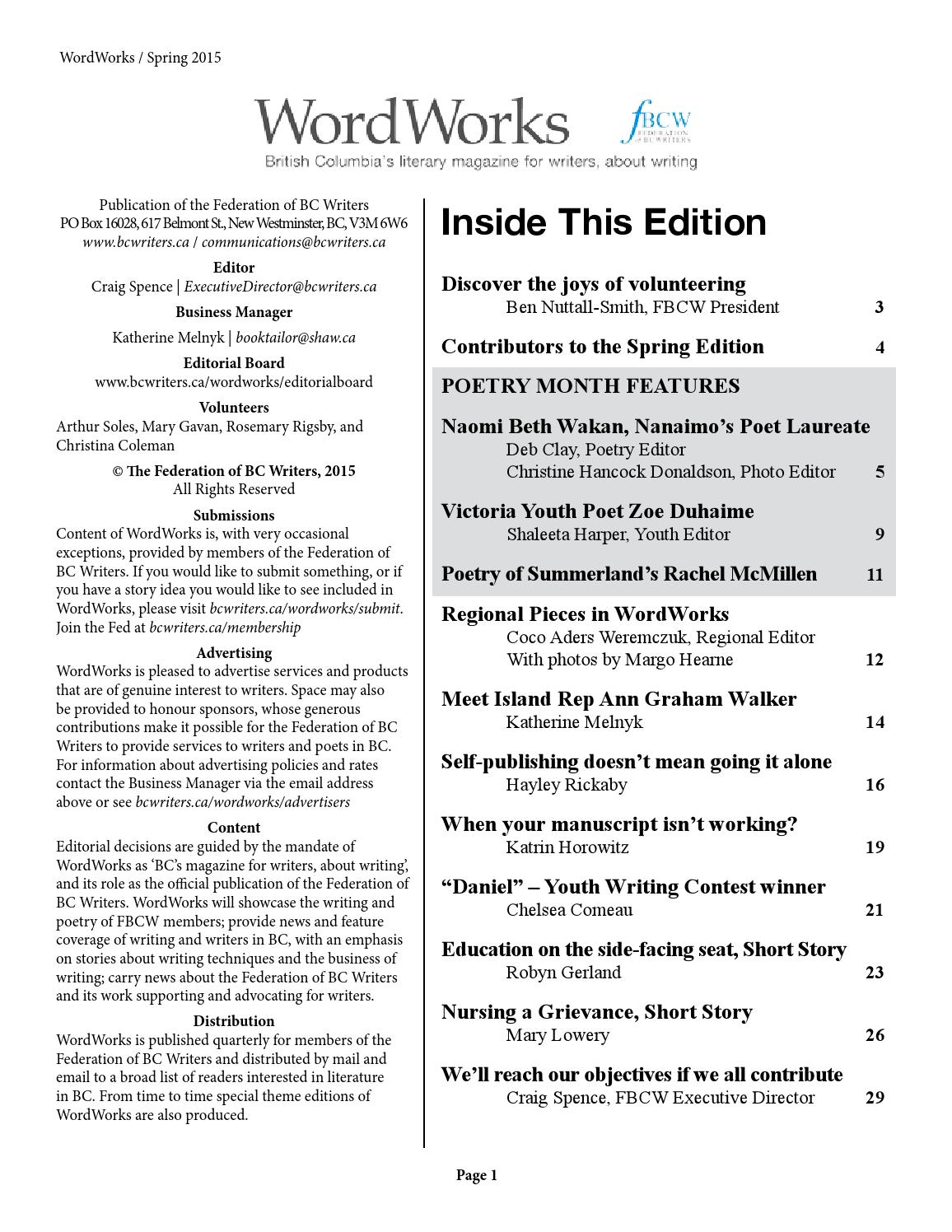 WordWorks Spring 2015 by WordWorks Magazine - Issuu