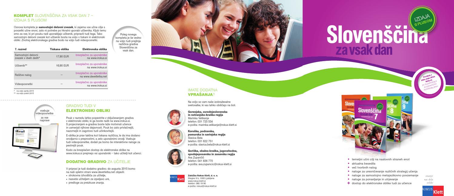 komplet Slovenščina za vsak dan 7 - izdaja s plusom by Založba Rokus Klett, d.o.o. - Issuu