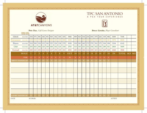 TPC San Antonio AT&T Canyons Course Scorecard by TPCNetwork - Issuu