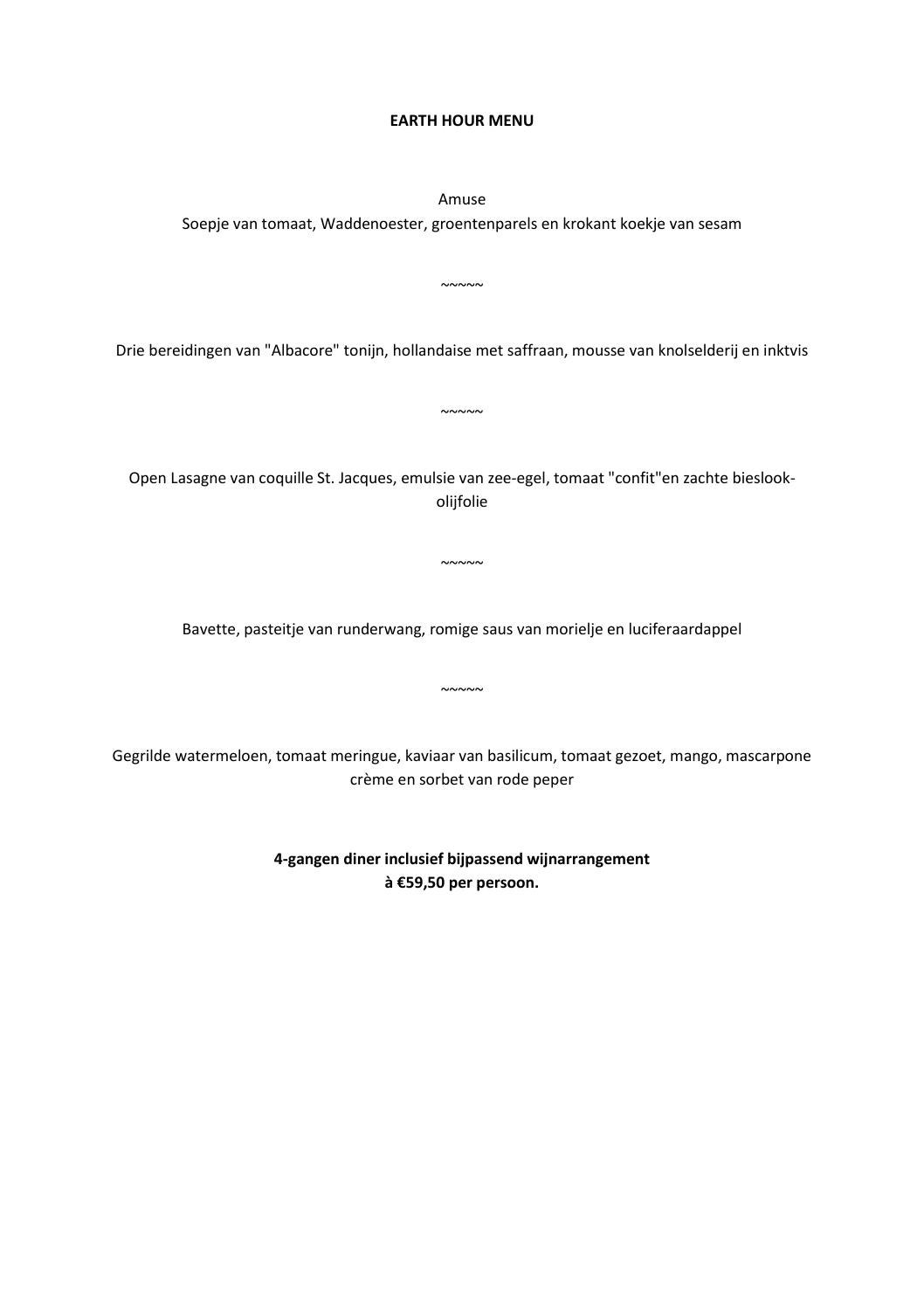 Earth hour menu by WestCord Hotels BV - Issuu