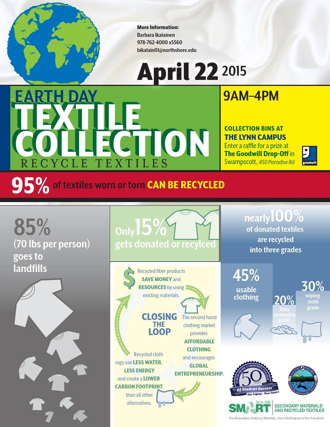 NSCC Earth Day Textile Recycling flyer by North Shore Community College ...