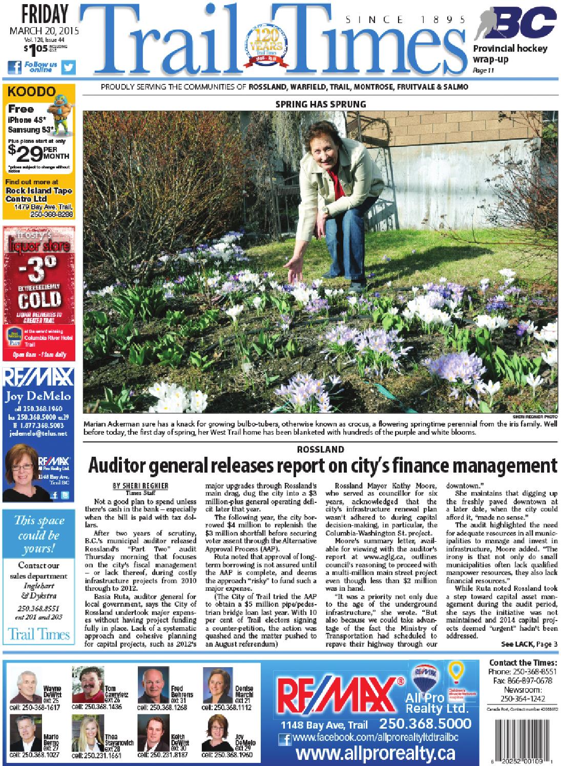 Trail Daily Times, March 20, 2015 by Black Press Media Group - Issuu