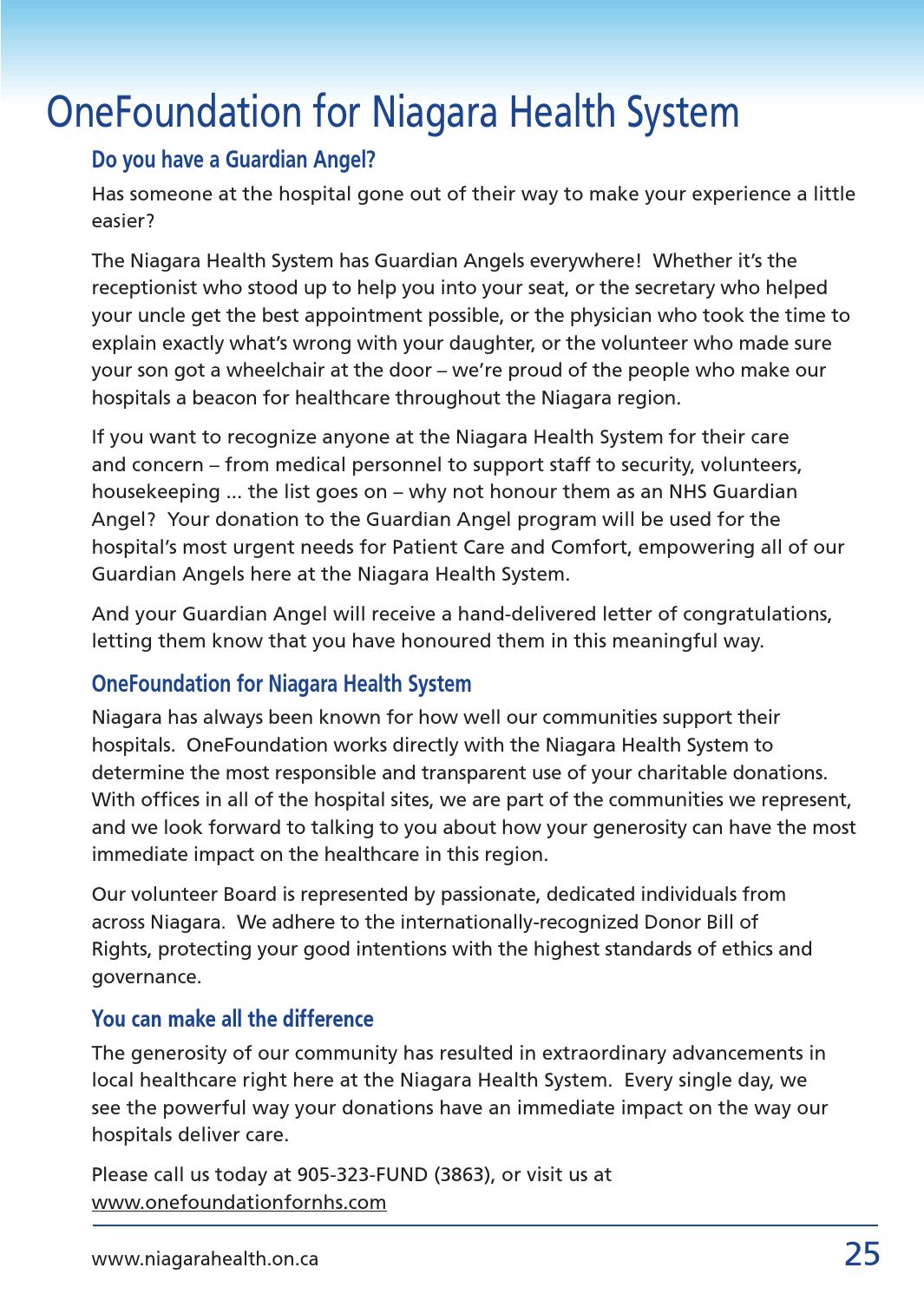 Niagara Health System Patient Services Directory – Welland Site ...