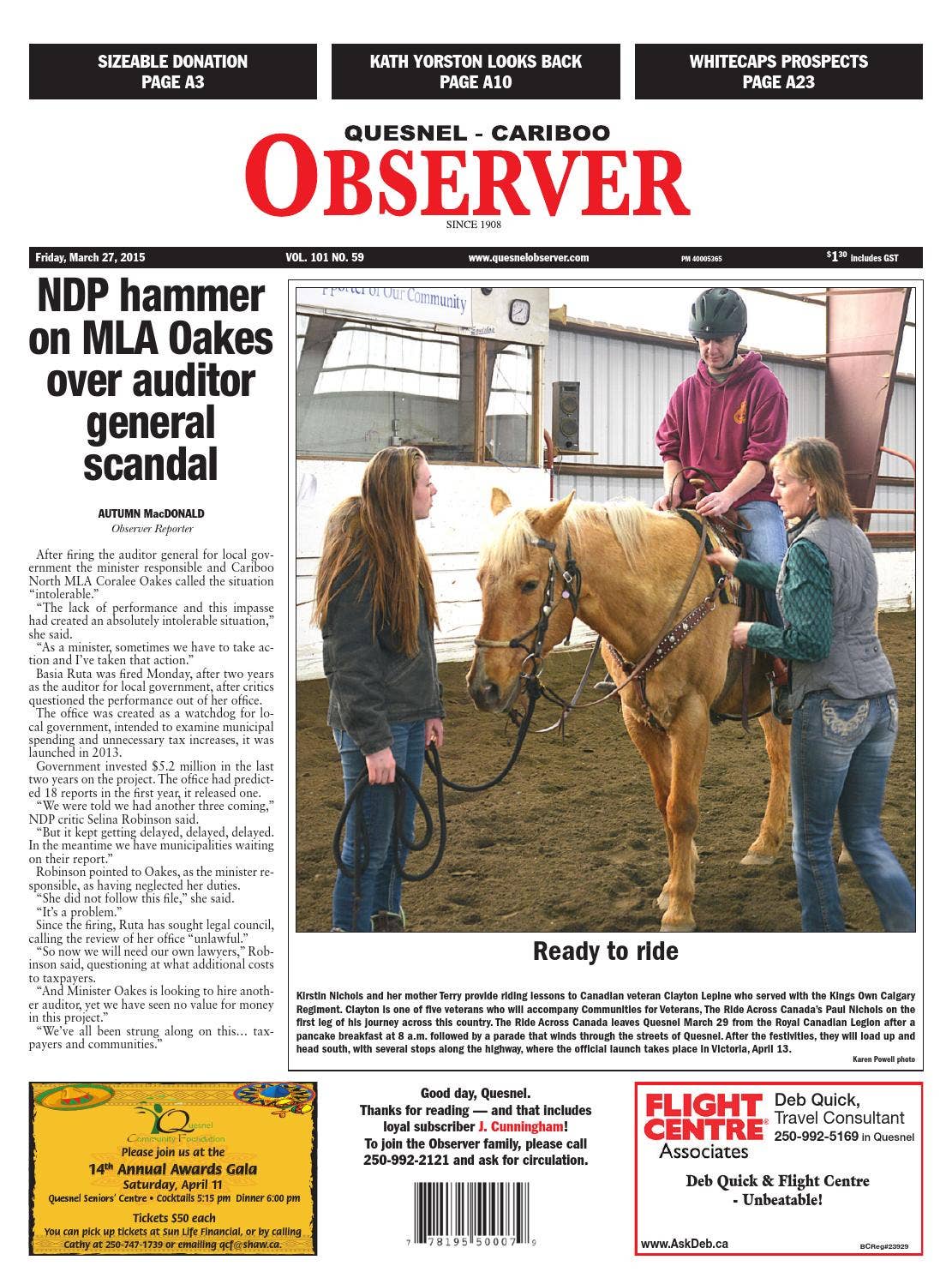 Quesnel Cariboo Observer, March 27, 2015 by Black Press Media Group - Issuu