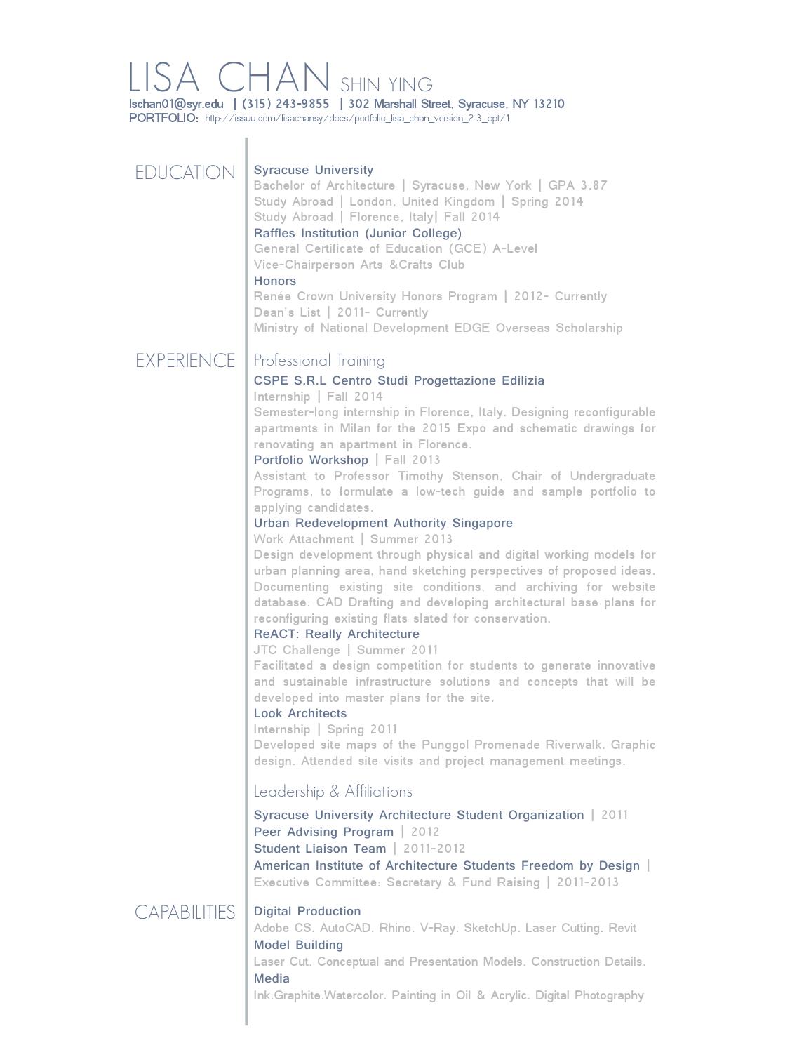 Resume + Sample Pages 2015 by Lisa Chan - Issuu