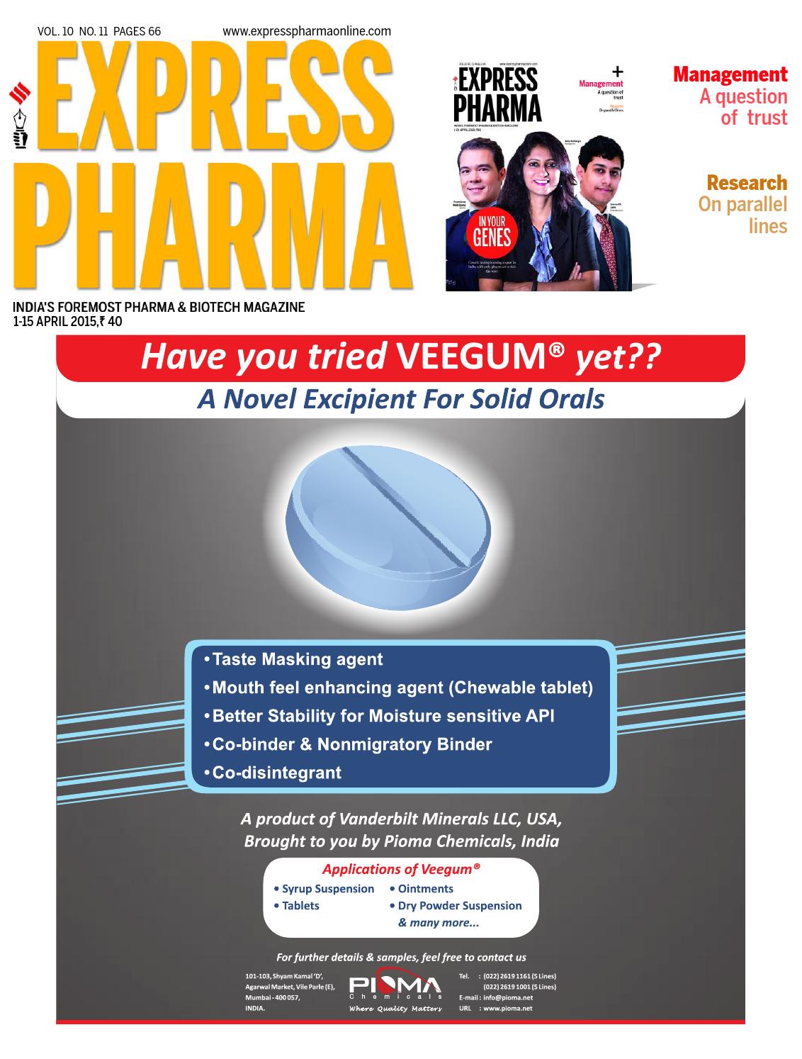 Express Pharma (Vol.10, No.11) April 1-15, 2015 by Indian Express - Issuu