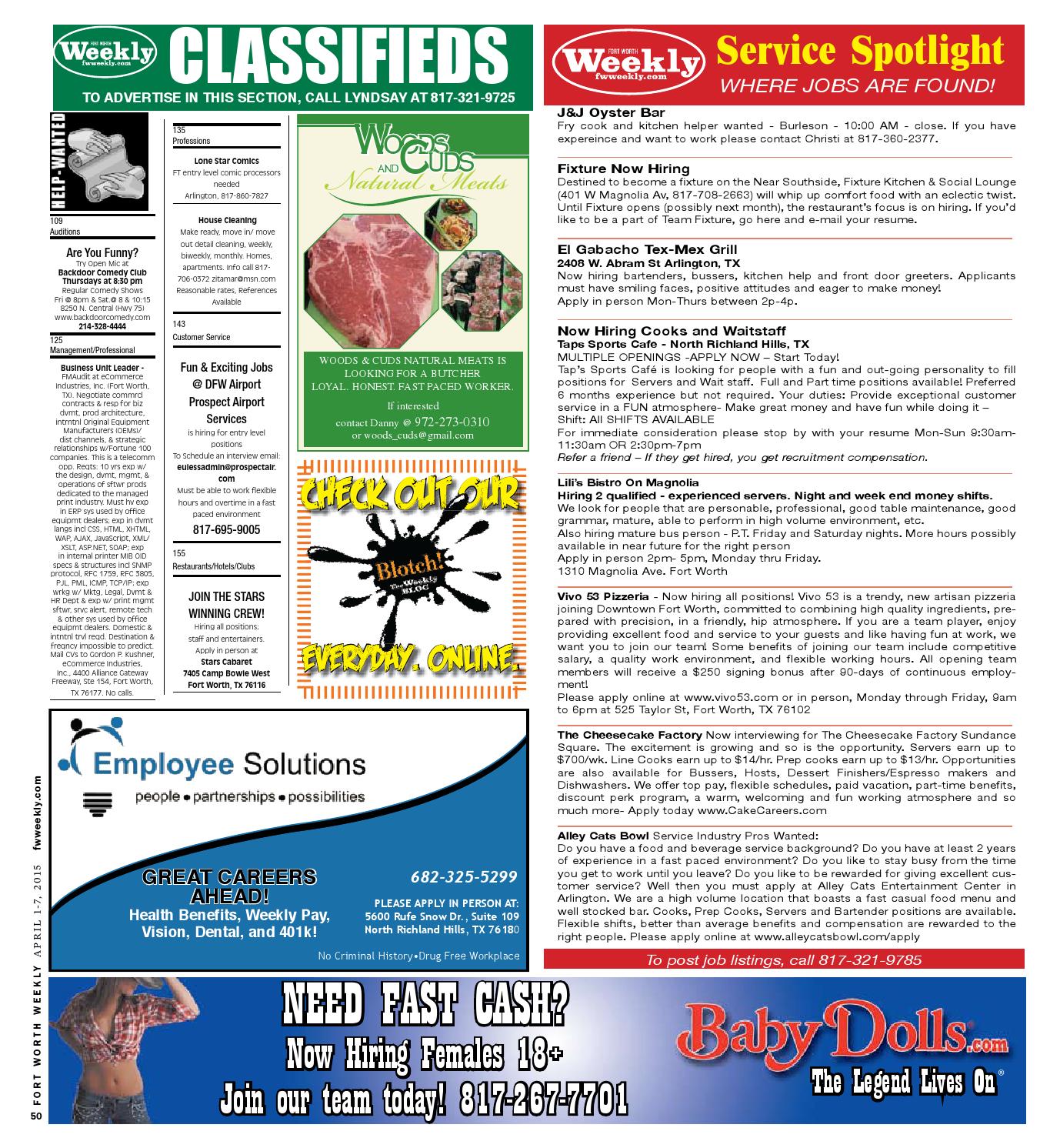 Fort Worth Weekly Classifieds by Fort Worth Weekly - Issuu