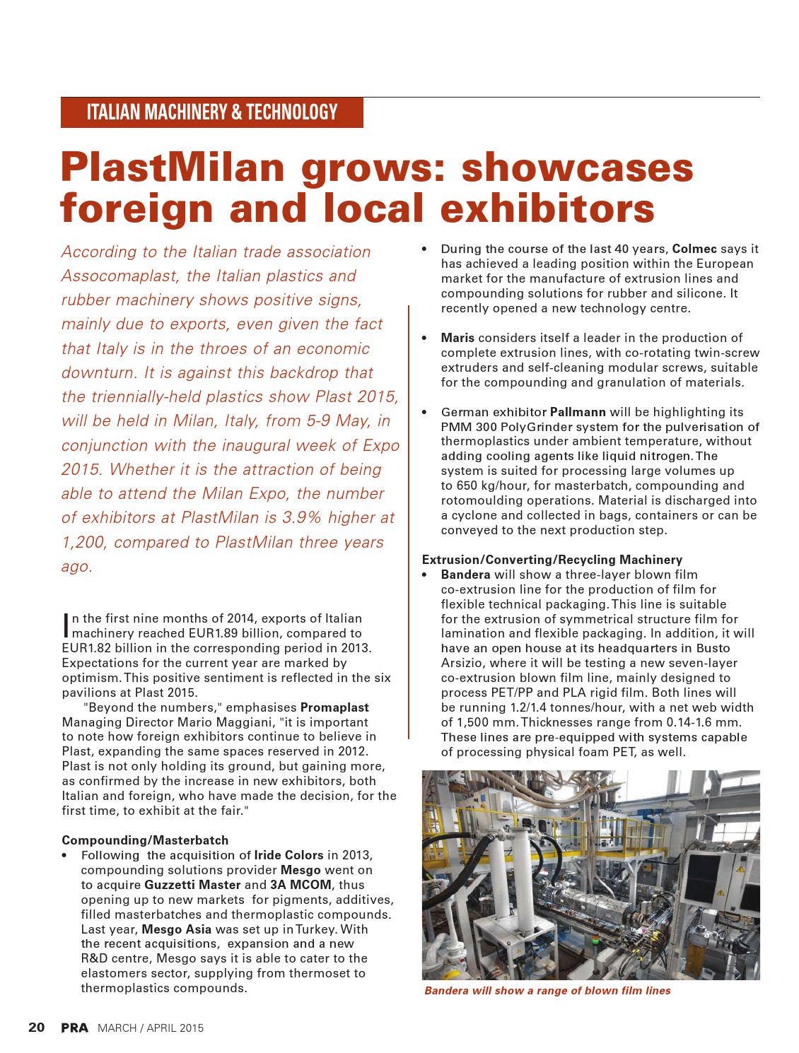 PRA March-April 2015 Italian Machinery & Technology by Plastics ...
