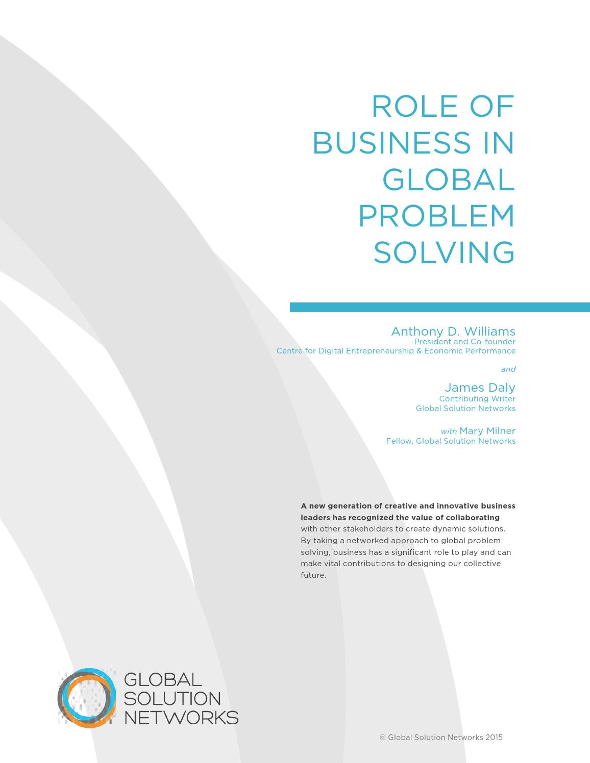 Role of Business in Global Problem Solving by Global Solution Networks ...