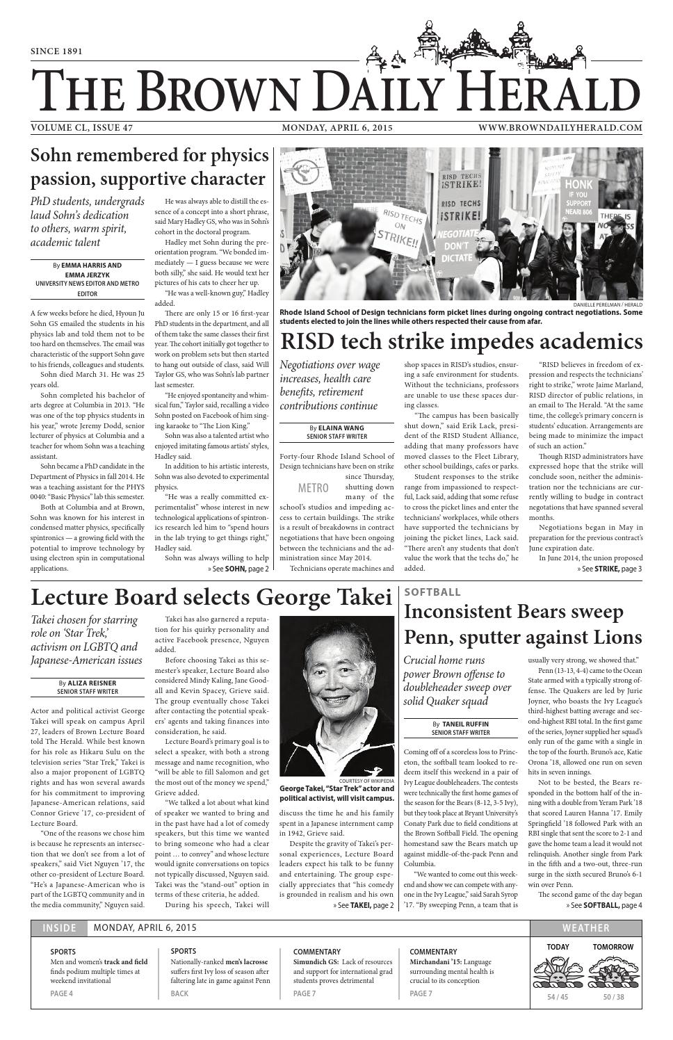Monday, April 6, 2015 by The Brown Daily Herald - Issuu