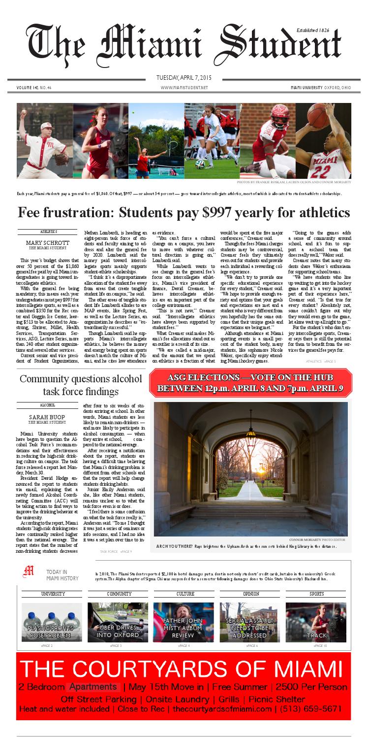 April 7, 2015 | The Miami Student by The Miami Student - Issuu