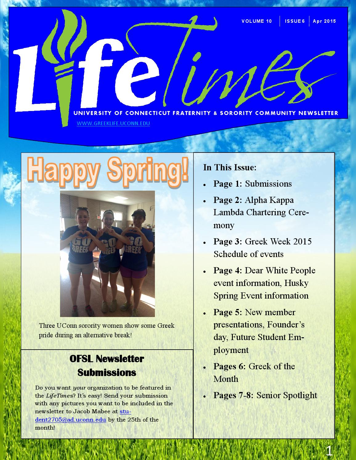 UConn Fraternity and Sorority Life Newsletter - April 2015 by UConn ...