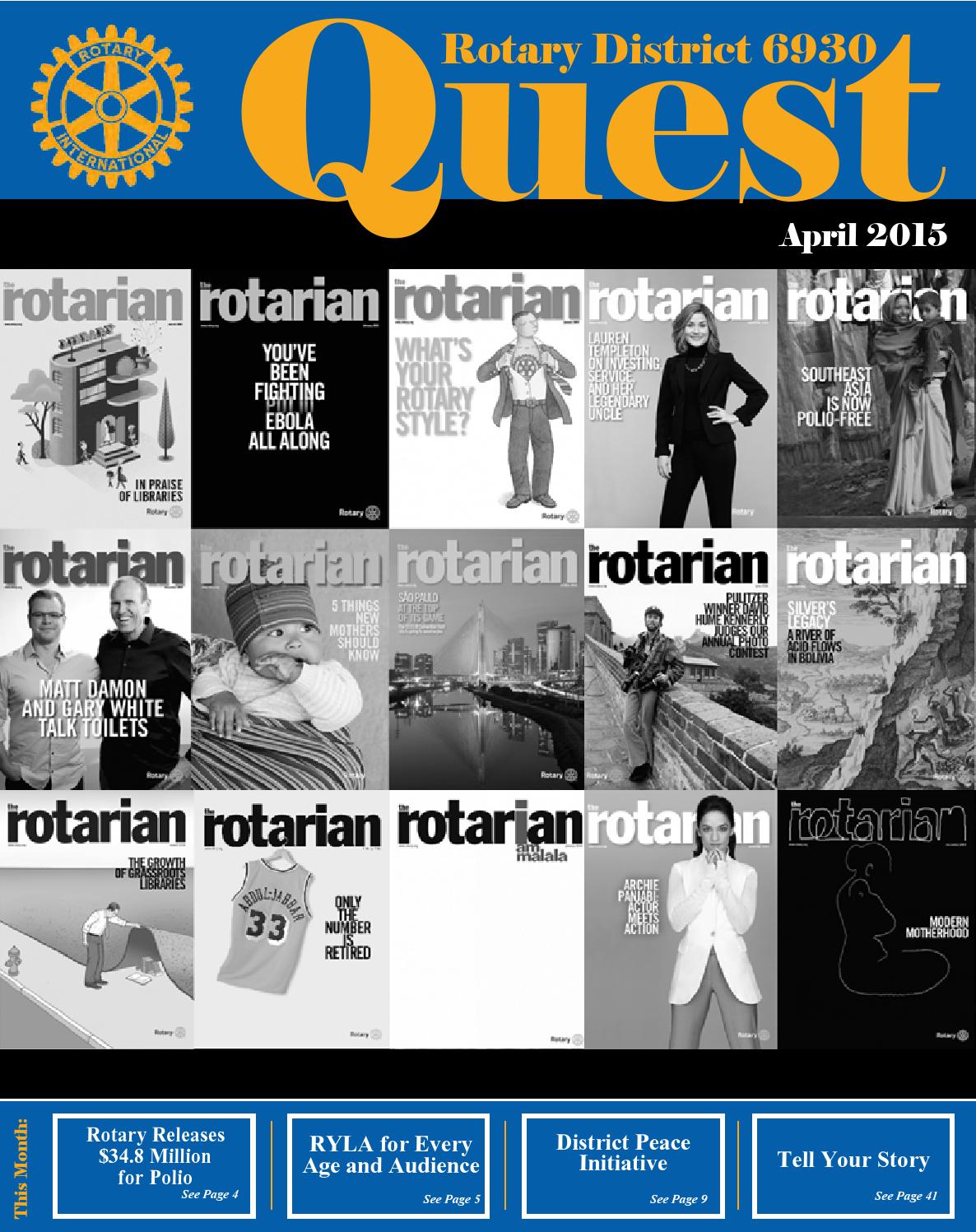Rotary International - District 6930 - 009 Quest Magazine - April 2015 ...