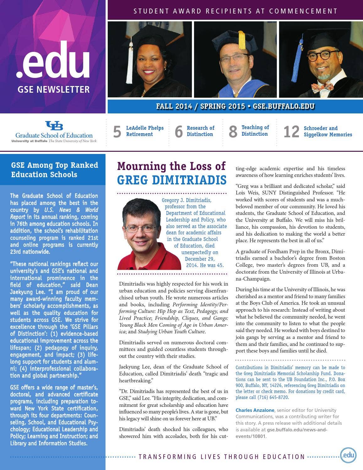 GSE .edu Alumni Newsletter - Fall 2014/Spring 2015 by UB GSE ...