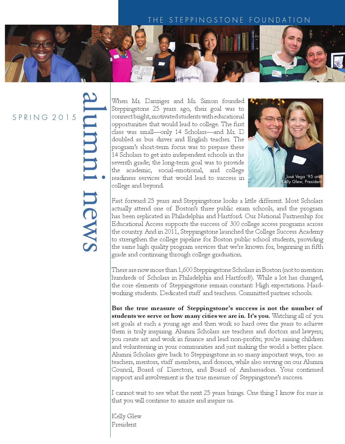 Alumni Newsletter, Spring 2015 by Steppingstone - Issuu
