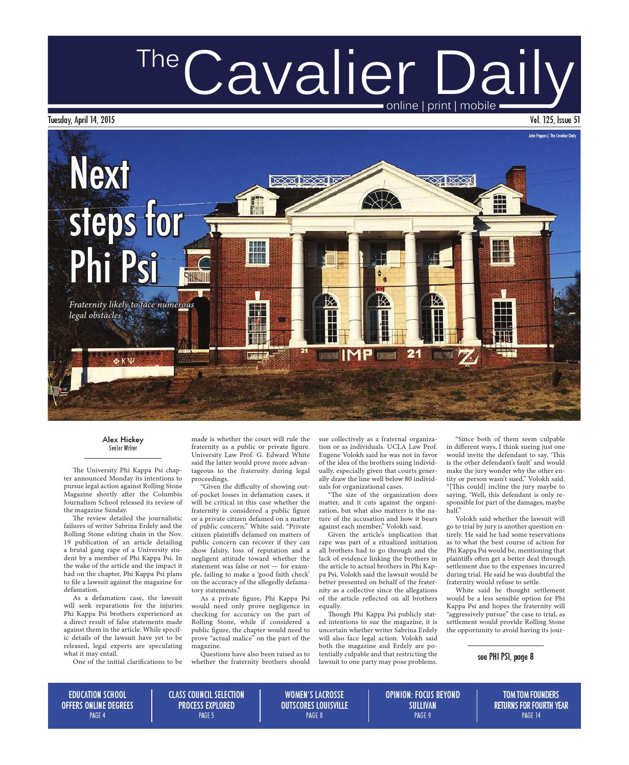 Tuesday, April 14, 2015 by The Cavalier Daily - Issuu