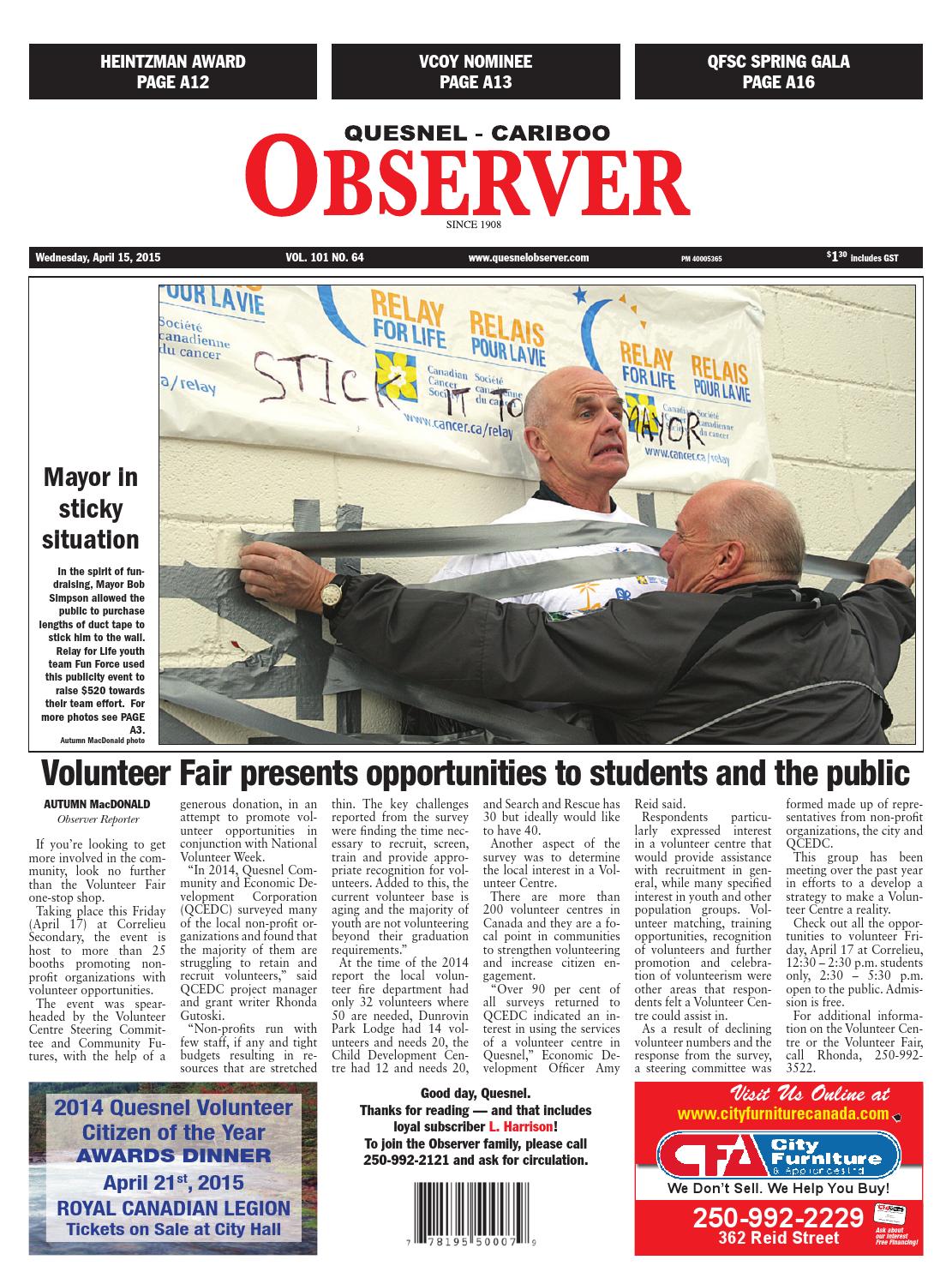 Quesnel Cariboo Observer, April 15, 2015 by Black Press Media Group - Issuu