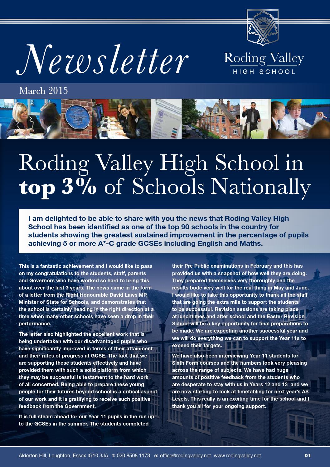 Newsletter March 2015 by Roding Valley High School - Issuu