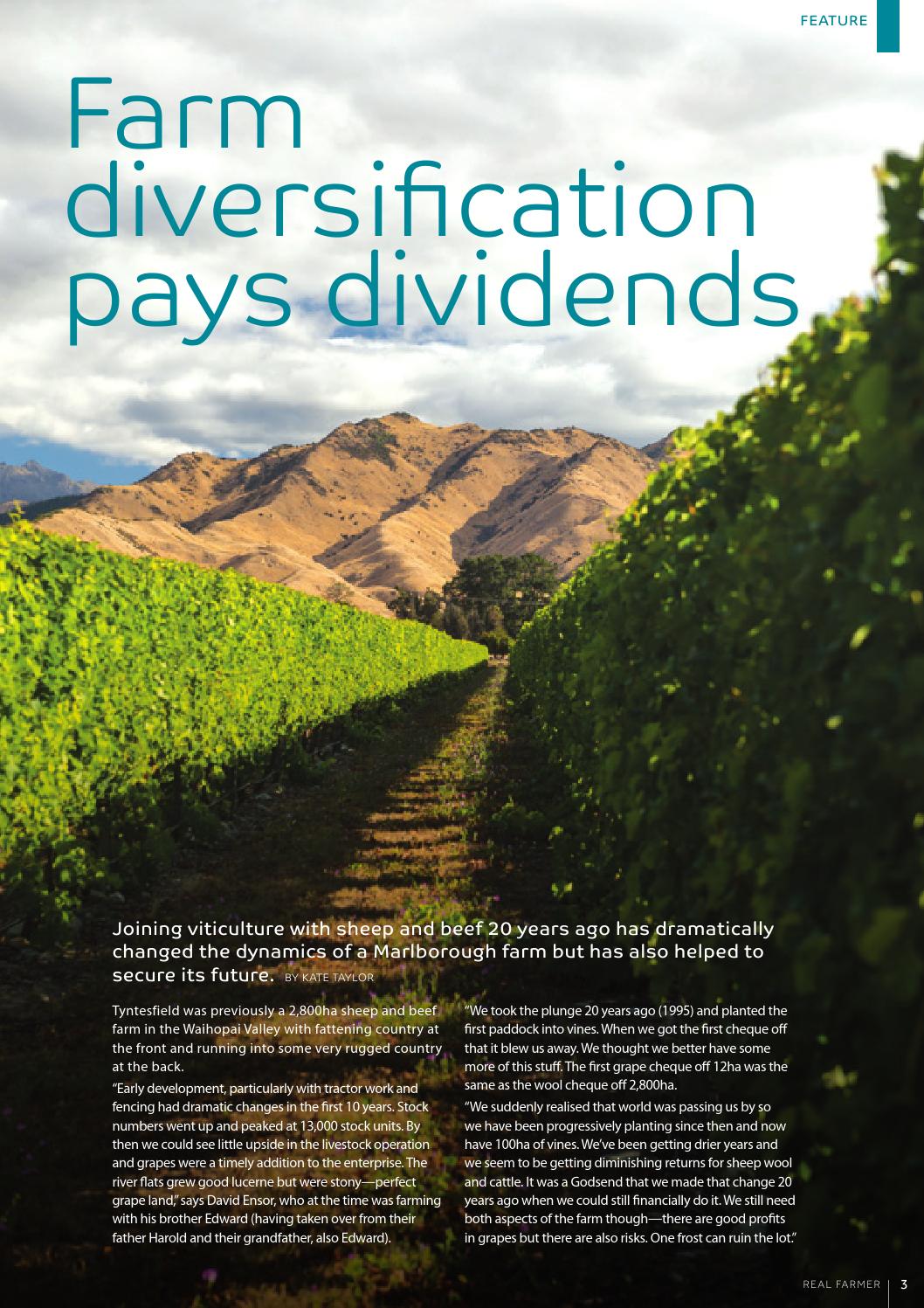 Real farmer April 2015 farm diversification pays dividends by Ruralco ...