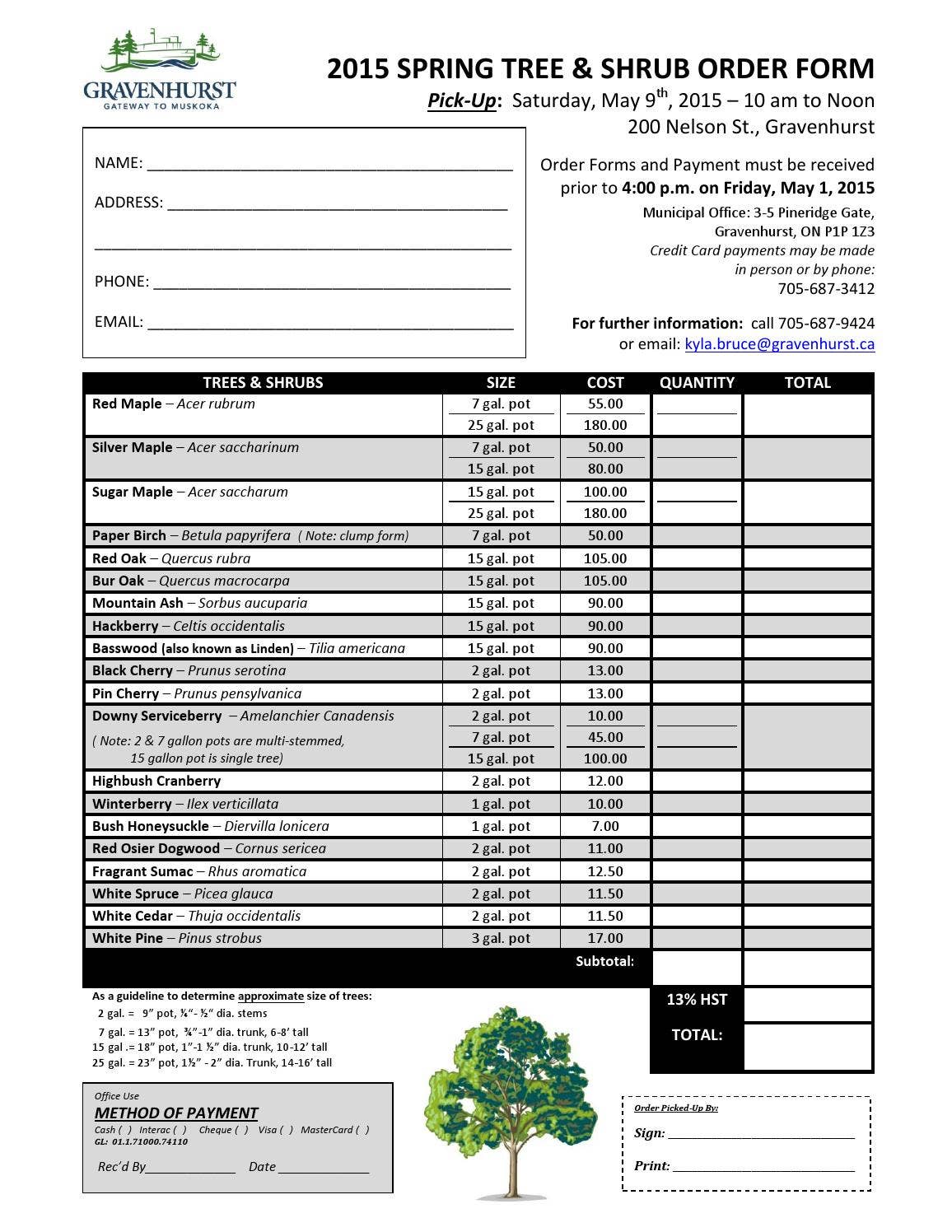 Tree Order Form- Spring 2015 by Town of Gravenhurst - Issuu