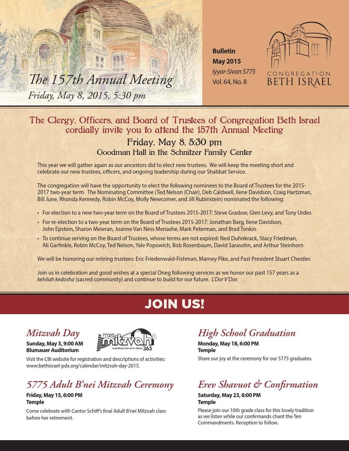 May 2015 Bulletin - Congregation Beth Israel, Portland Oregon by ...