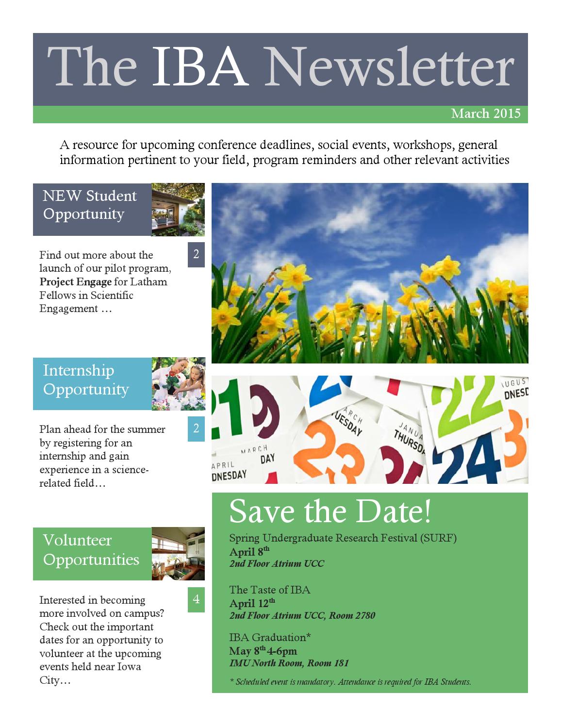 IBA March 2015 Newsletter by University of Iowa Department of Biology ...