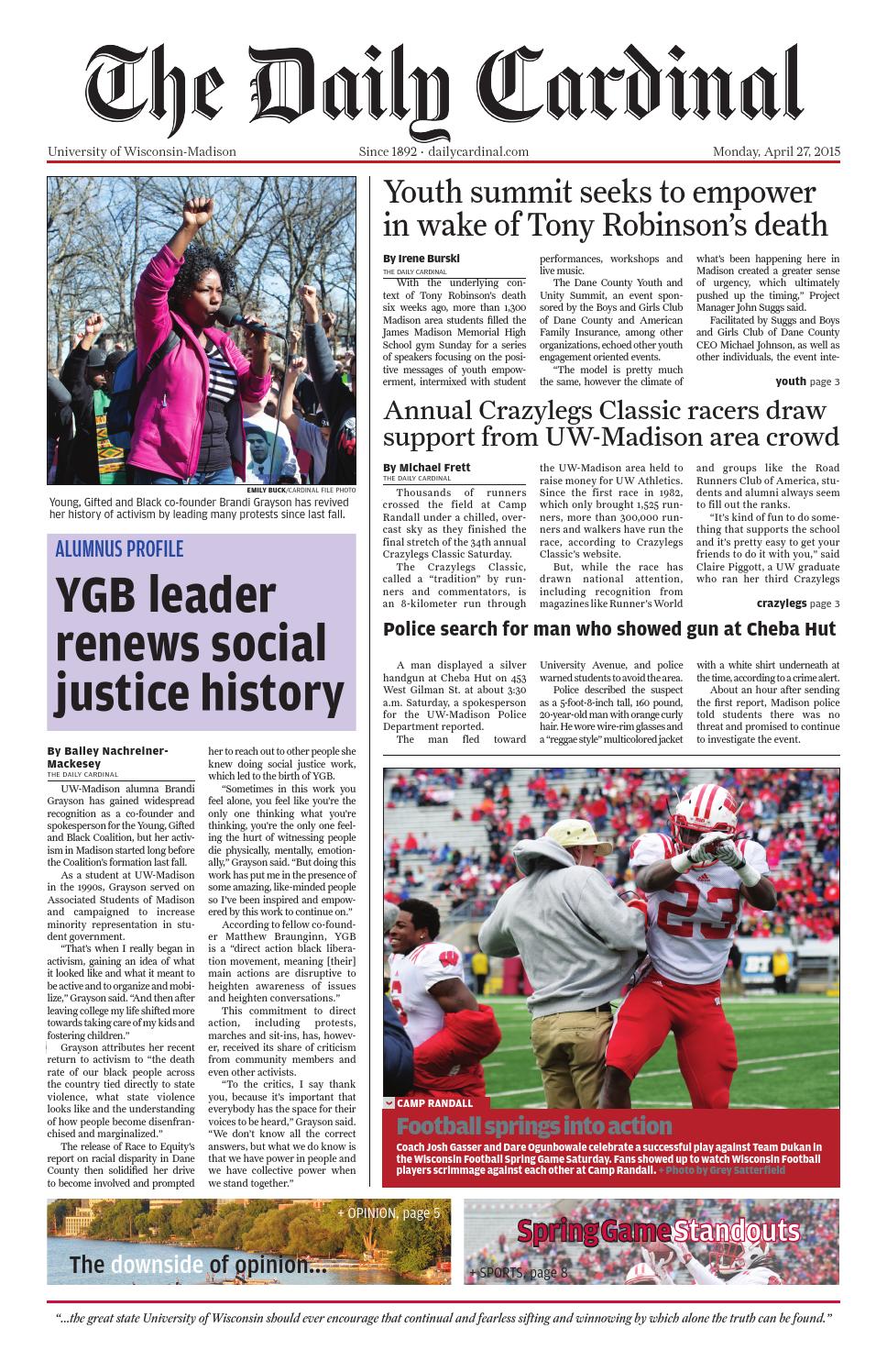 Monday, April 27, 2015 - The Daily Cardinal by The Daily Cardinal - Issuu