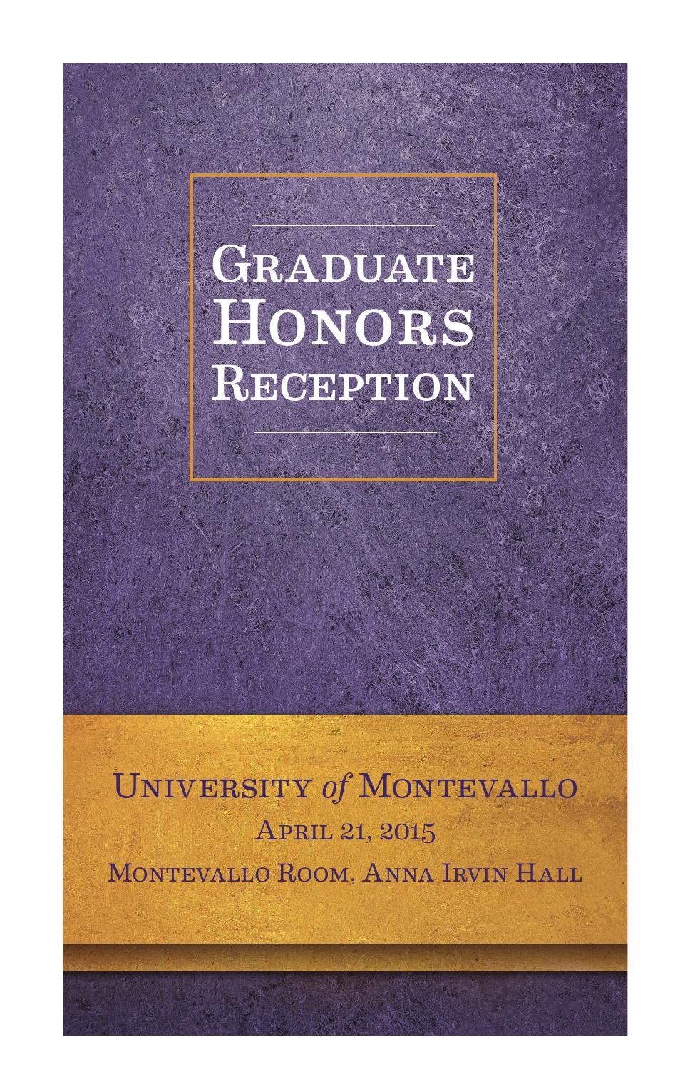 Graduate Honors Reception Program by University of Montevallo - Issuu