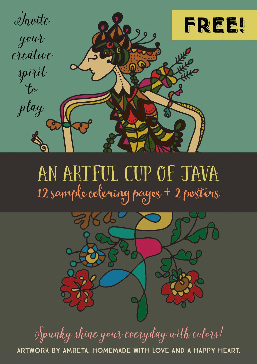 An Artful Cup of Java - 12 sample coloring pages + 2 posters by amreta ...