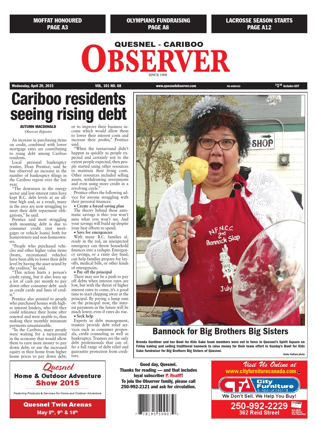 Quesnel Cariboo Observer, April 29, 2015 by Black Press Media Group - Issuu