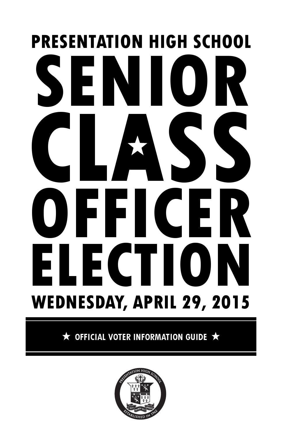 Senior Class Officer Election Booklet by Presentation High School - Issuu