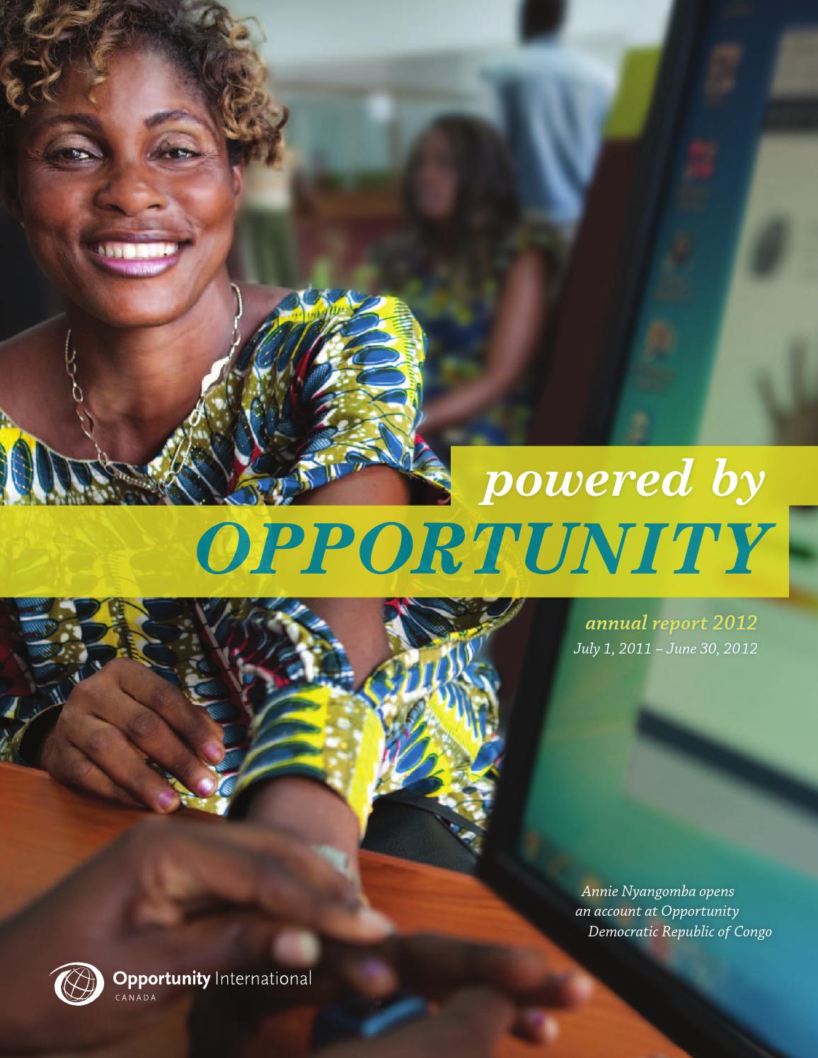 Opportunity international canada annual report 2012 by Opportunity ...