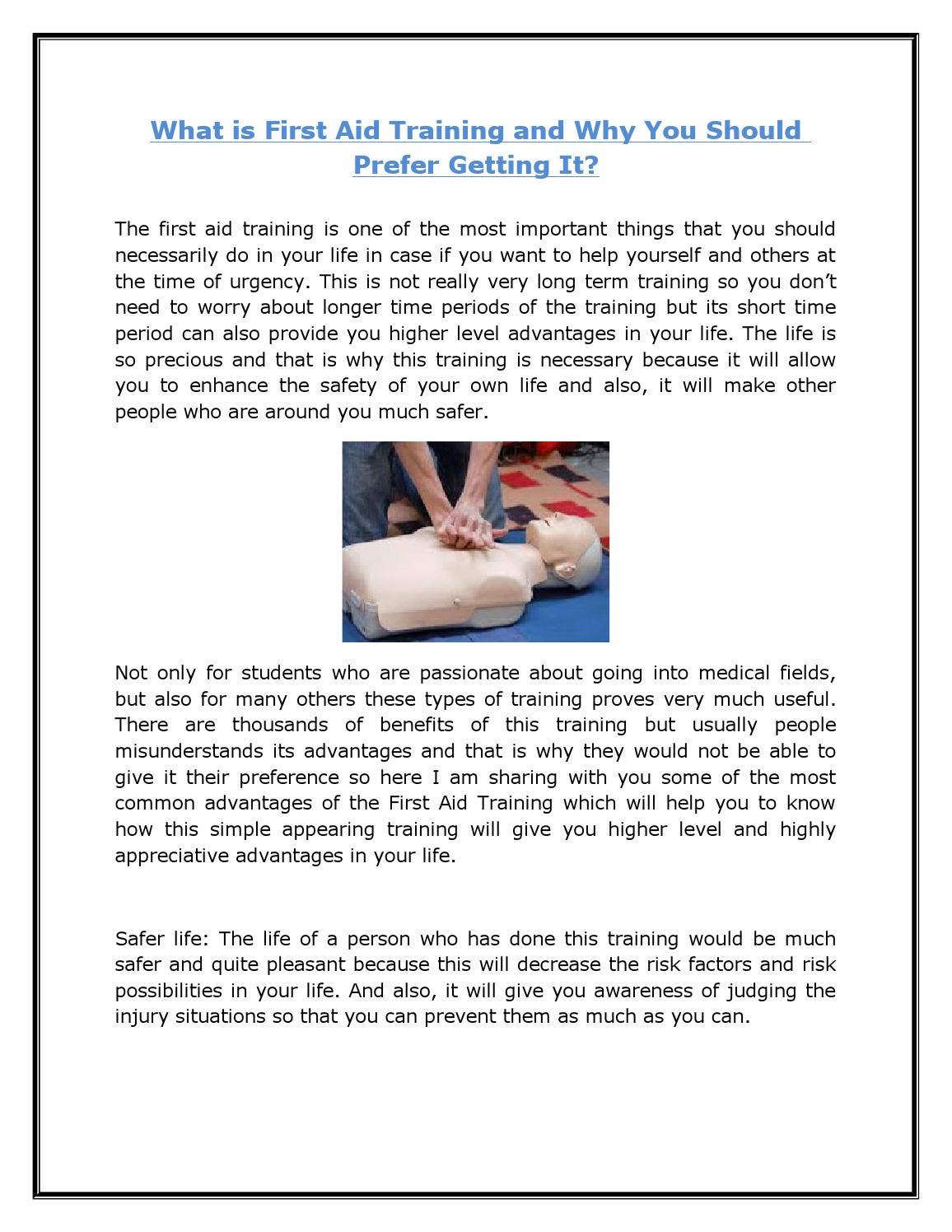 What is first aid training and why you should prefer getting it by ...