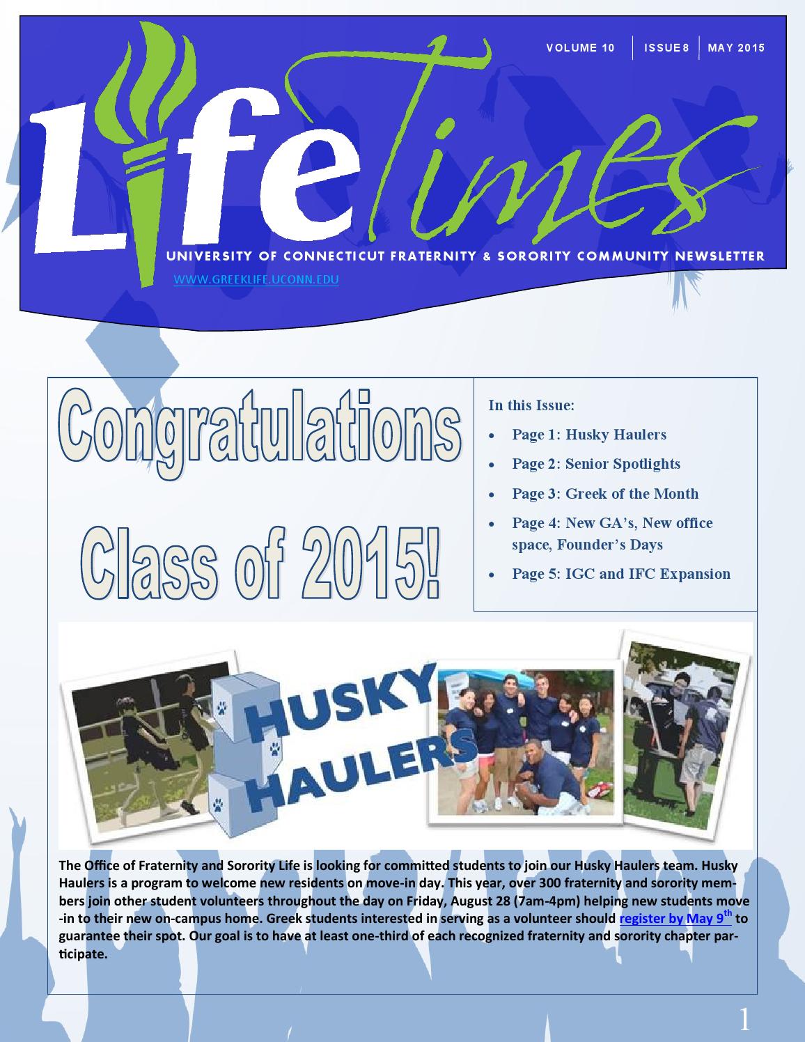 UConn Fraternity and Sorority Life Newsletter - May 2015 by UConn ...