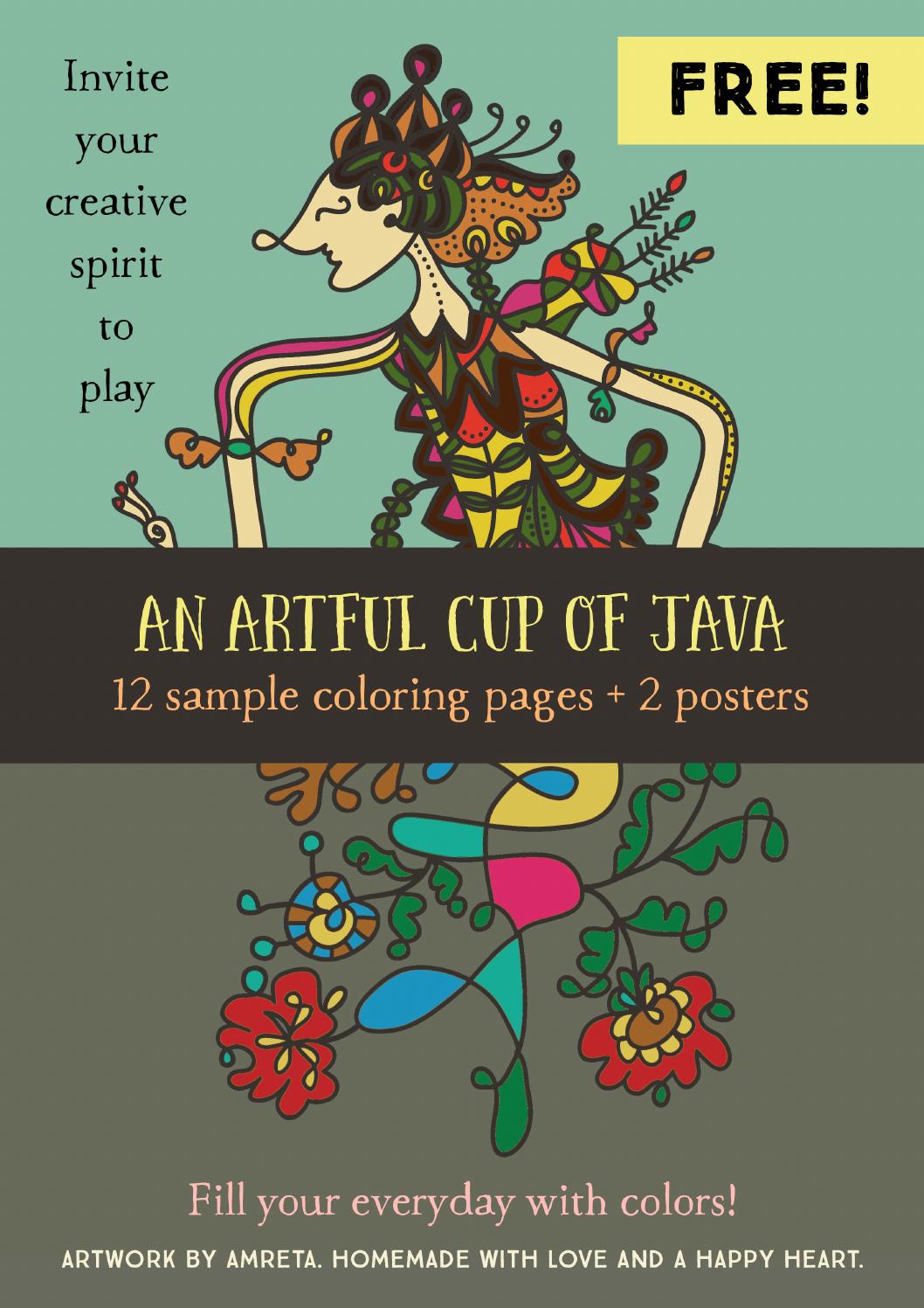 An Artful Cup of Java - 12 sample coloring pages + 2 posters by amreta ...
